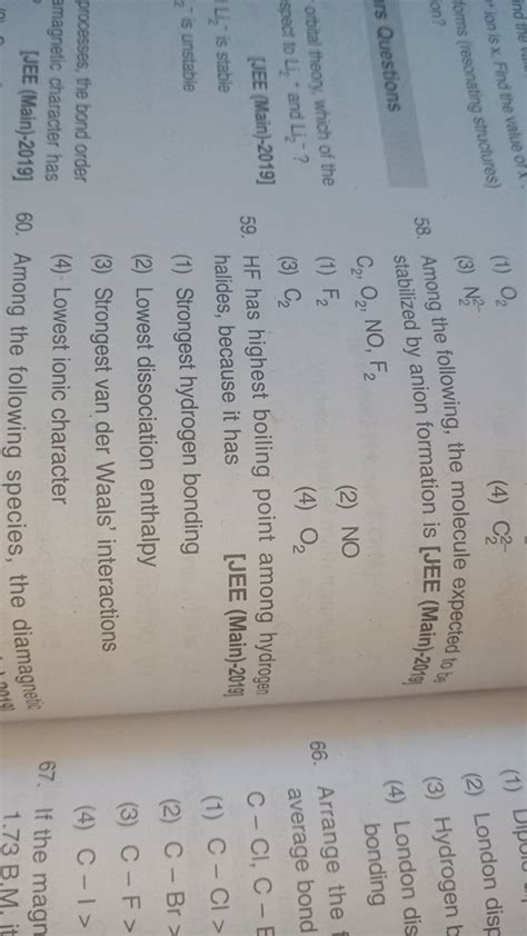 Hf Has Highest Boiling Point Among Hydrogen Halides Because It Has [jee