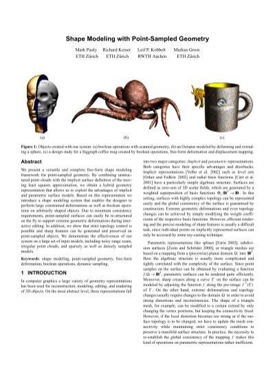 Shape Modeling With Point Sampled Geometry Computer Graphics