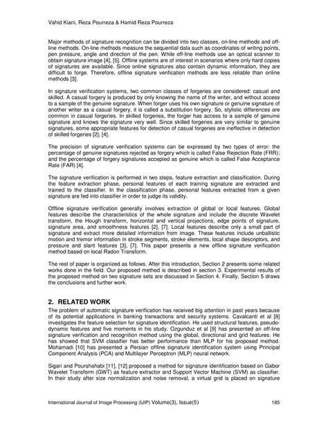 Offline Signature Verification Using Local Radon Transform And Support