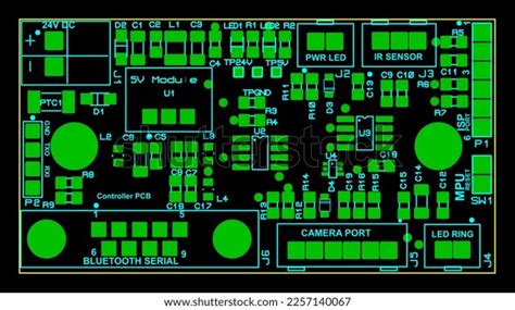 Assembly Drawing Electronic Circuit Board Components Stock Illustration