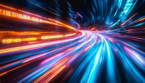 Flowing Glowing Binary Code In A Futuristic Digital Data Stream Environment Stock Image Image