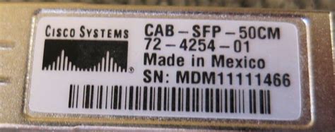 Cisco Cab Sfp 50cm 72 4254 01 Yellow Sfp Gbit Interconnect Patch Cable 0 5m 50cm