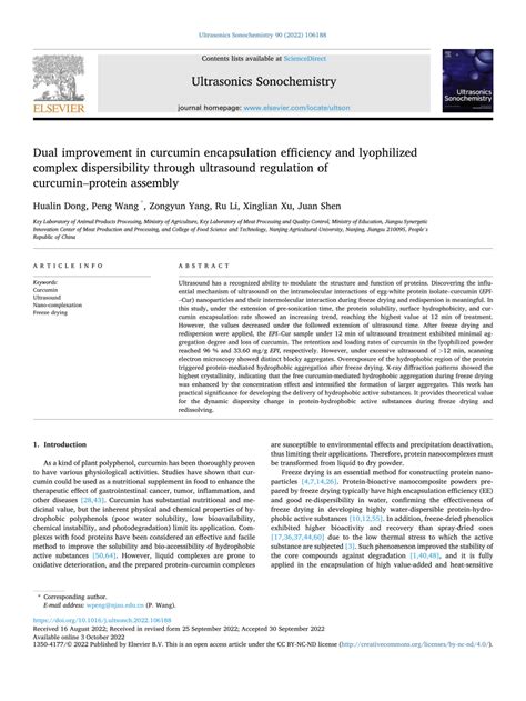 Download Pdf Dual Improvement In Curcumin Encapsulation Efficiency And Lyophilized Complex