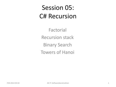 Ppt Session 05 C Recursion Powerpoint Presentation Free Download Id2397856