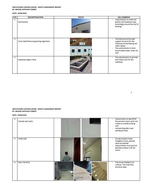 Switchyard Control Building Defect Assessment Report 1 Pdf Civil Engineering Building