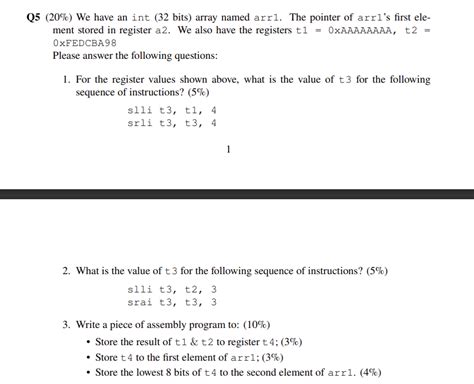 Solved Q5 20 We Have An Int 32 Bits Array Named Arr1