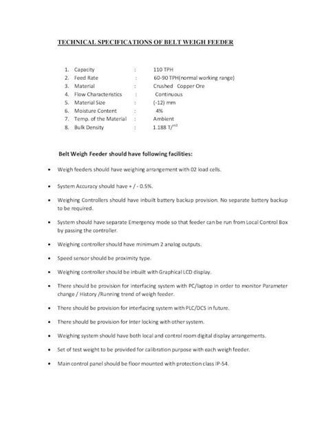 Pdf Technical Specification For Belt Weigh Feeder Dokumen Tips