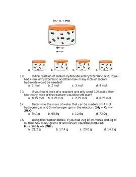 Limiting Reactants Quiz By Schrim S Chem TPT