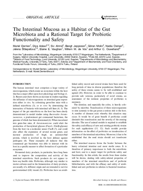 Pdf The Intestinal Mucosa As A Habitat Of The Gut Microbiota And A