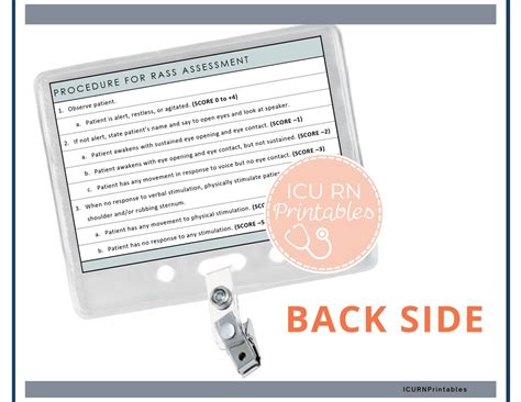 Richmond Agitation And Sedation Scale Rass Badge Insert Printable Pdf