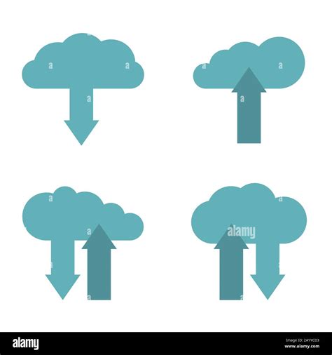 Flat Cloud Service Icons On White Background Internet Communication Network Vector
