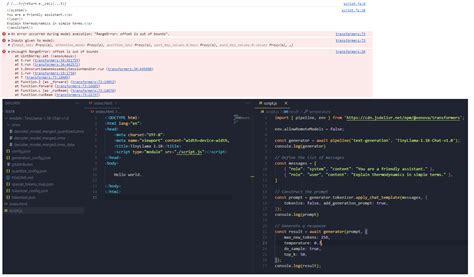 Xenovatinyllama 11b Chat V10 · Error During Model Execution Rangeerror Offset Is Out Of Bounds