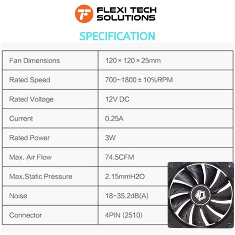 ID-COOLING XF-12025-SD PWM Case Fan Black / White Single Pack 1800RPM ...