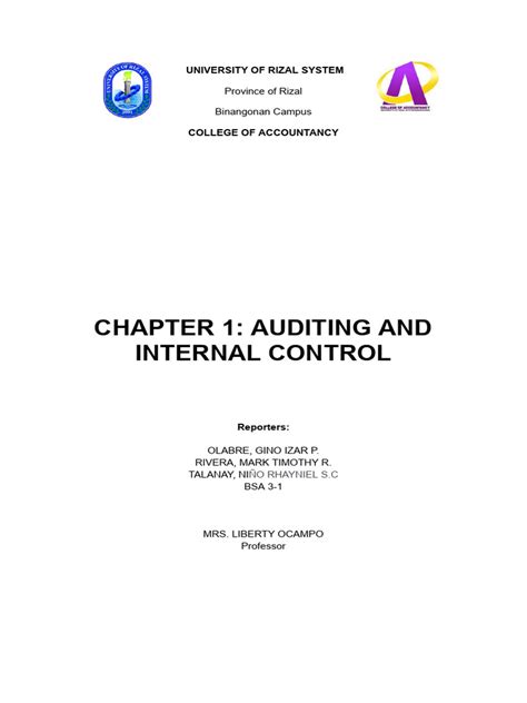 Cis Chapter 1 Pdf Audit Internal Control