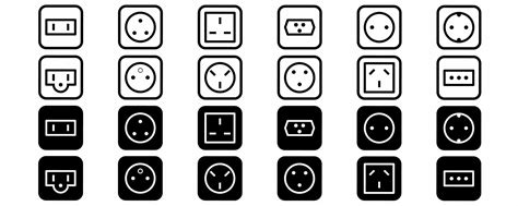Electrical Socket Types Vector Icon Set Isolated On White Background 20861777 Vector Art At Vecteezy