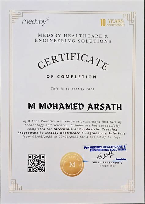 𝗜𝗻𝘁𝗲𝗿𝗻𝘀𝗵𝗶𝗽 𝗝𝗼𝘂𝗿𝗻𝗲𝘆 𝗖𝗼𝗺𝗽𝗹𝗲𝘁𝗲🥳🦾 Mohamed Arsath