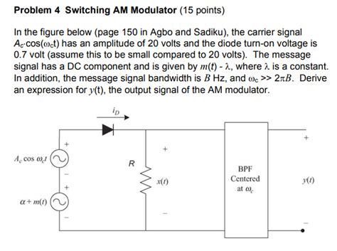 Problem 4 Switching AM Modulator 15 Points In The Chegg Com