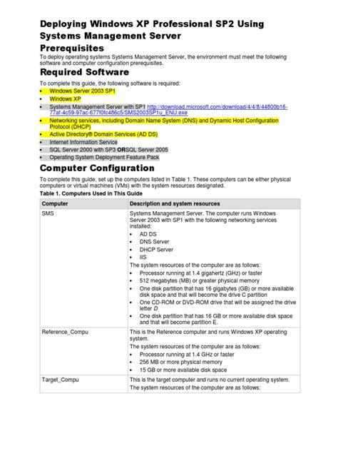 Deploying Windows Xp Professional Sp2 Using Systems Management Server Docsharetips