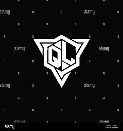 QL Letter Logo Monogram Hexagon Shape With Triangle Outline Sharp Slice Style Design Template
