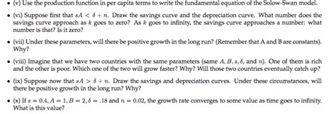 Solved Consider The Solow Swan Growth Model With A Savings