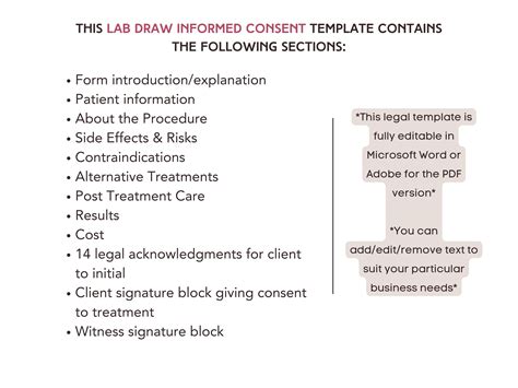 Lab Draw Consent Form Blood Work Informed Consent Template Blood Draw