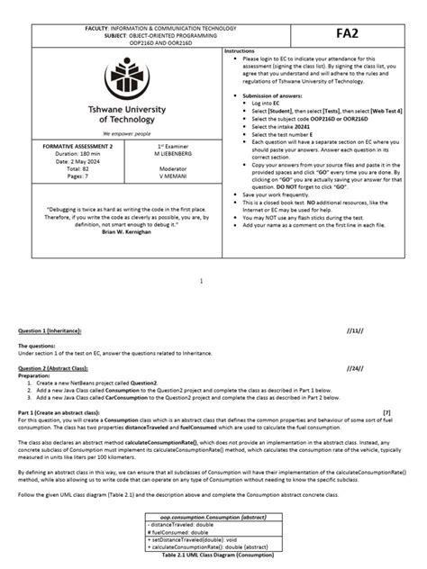 Oop216d Oor216d Fa2 2024s1 Final Pdf Method Computer Programming Class Computer