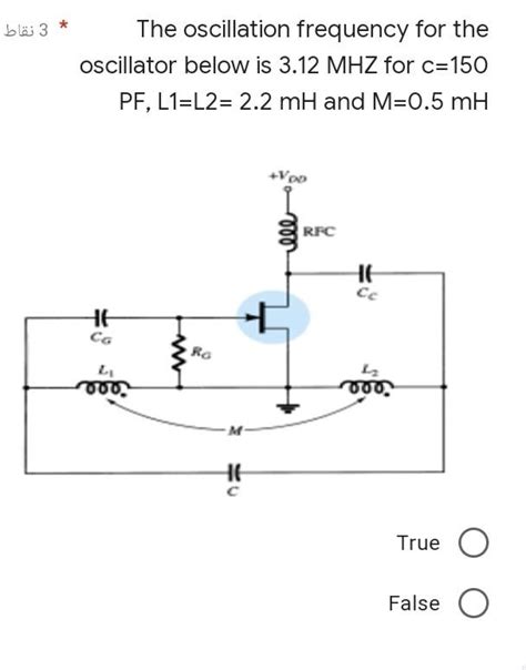 Solved نقاط The oscillation frequency for the oscillator Chegg