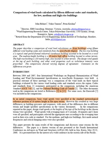 Comparison Of Wind Loads Calculated By Fifteen Different Codes And
