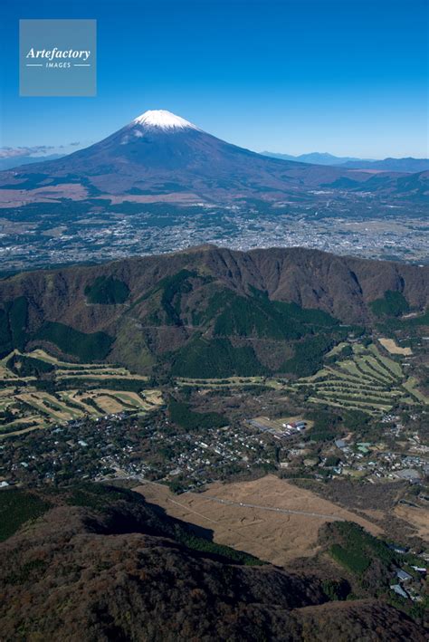 紅葉の箱根仙石原のススキ群と丸岳より富士山 富士箱根伊豆国立公園
