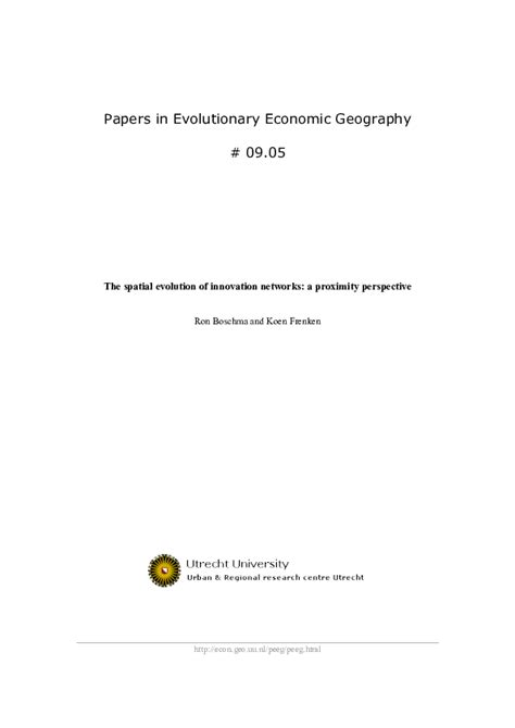 Pdf The Spatial Evolution Of Innovation Networks A Proximity Perspective