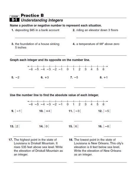 Unit 11 Lesson 1 Understanding Integers And Absolute Value Docx