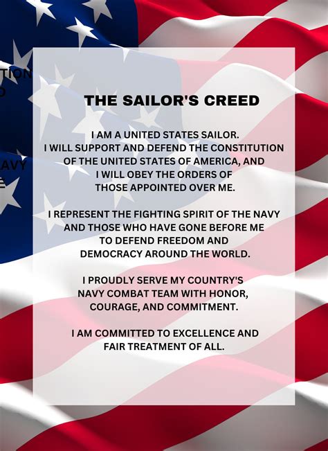 The Sailors Creed Wall Art Print Us Navy T For Fathers Day Or