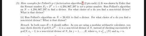 Solved 5 More Ezamples For Pollards P 1 Factorization