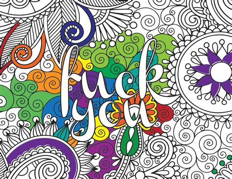 Adult Coloring Book Page Fuck You Etsy