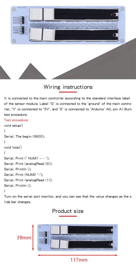 10k Double Row Sliding Linear Potentiometer Module