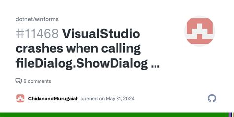 Visualstudio Crashes When Calling Filedialog Showdialog At Designtime Issue Dotnet