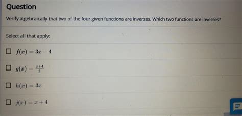 solved question verify algebraically that two of the four
