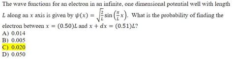 Solved The Wave Functions For An Electron In An Infinite