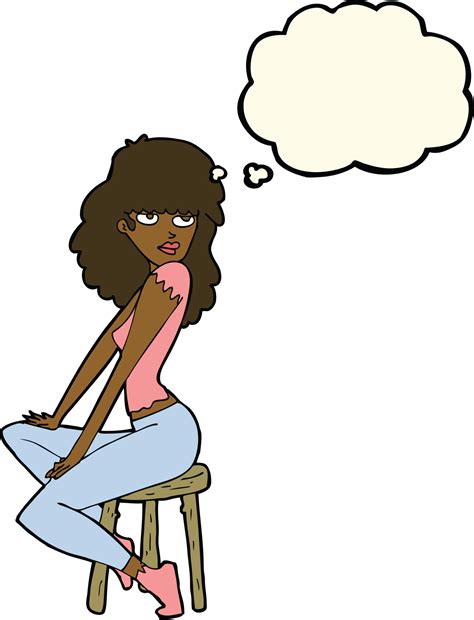Cartoon Woman Striking Pose With Thought Bubble 36355061 Png