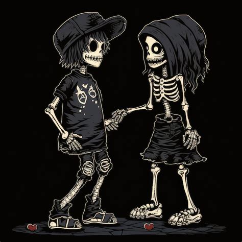 Premium Ai Image A Cartoon Drawing Of Two People With Skeleton And Skeleton