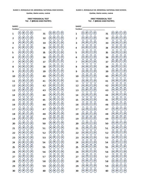 Diagnostic Answer Sheet Pdf