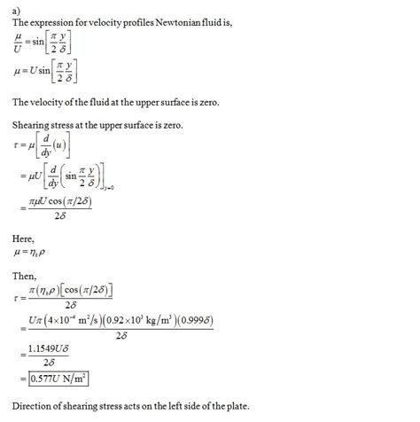 Solved A Newtonian Fluid Having A Specific Gravity Of Chegg