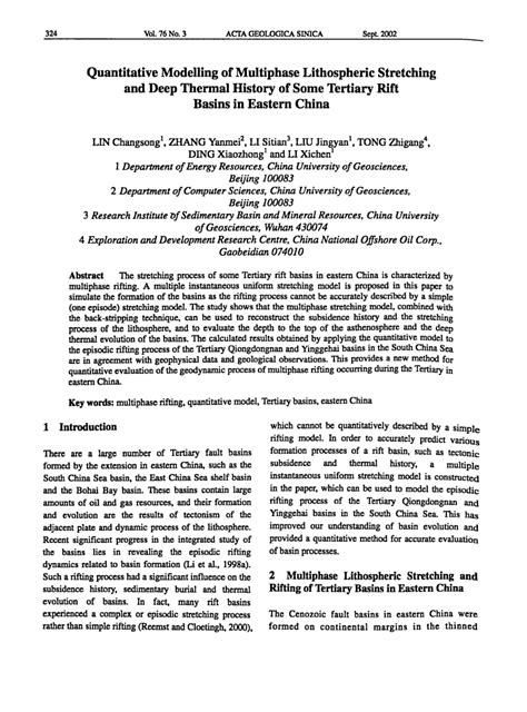 Pdf Quantitative Modelling Of Multiphase Lithospheric Stretching And Deep Thermal History Of
