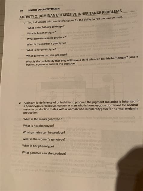 Solved Genetics Laboratory Manual Activity 2
