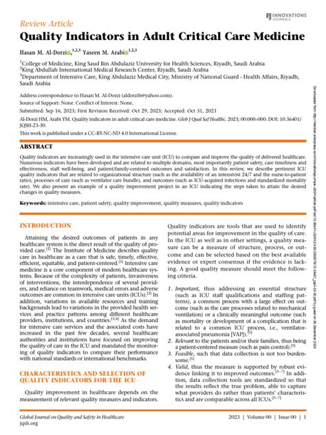 Icu Quality Pdf Intensive Care Unit Intensive Care Medicine