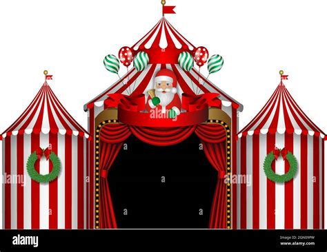 Christmas Circus With Santa Claus Wreaths And Balloons Stock Vector