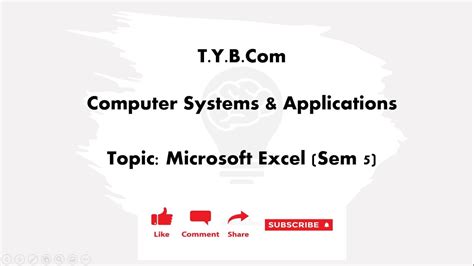 Ms Excel Part 1 Sem 5 Tybcom Computer And System Application Mumbai