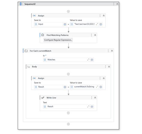 Find The Dollar Amounts Between Each In A Series And Write To Variables Using Regex Builder