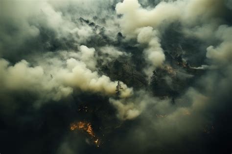 Premium Photo Massive Smoke Cloud Rising From Forest Fire Generative Ai