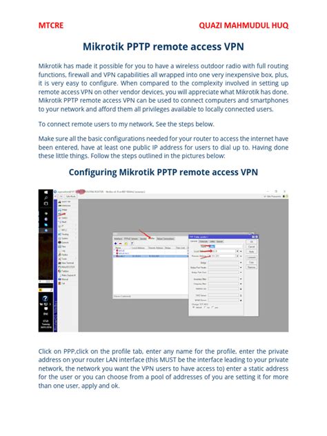 Mikrotik Pptp Remote Access Vpn Pdf Virtual Private Network Computer Network